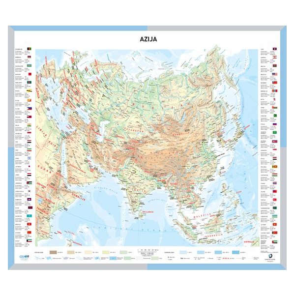 Šolska karta Azija - Stenski zemljevid Azije 1:9500000