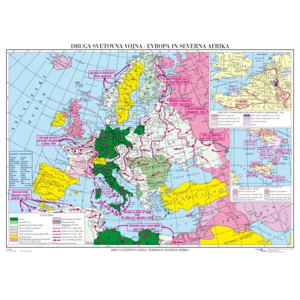 Šolska stenska karta Druga svetovna vojna - Evropa in Severna Afrika